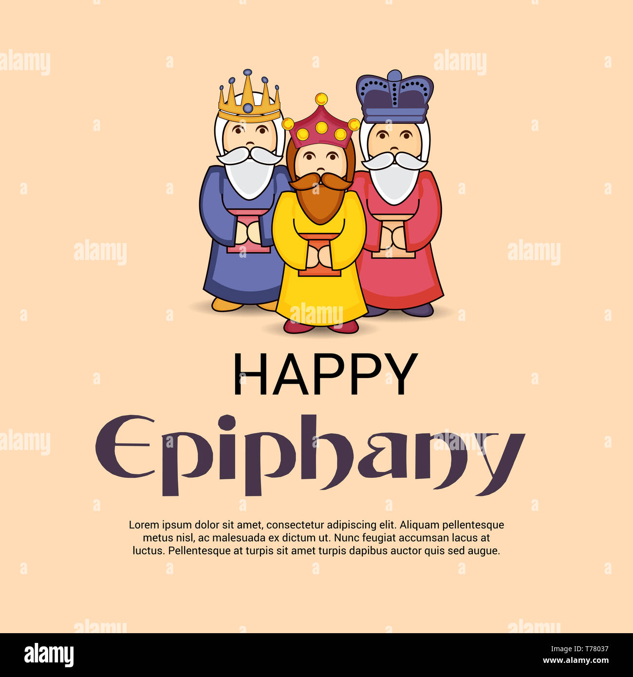 Vector illustration of a background for Happy Epiphany Stock Photo - Alamy