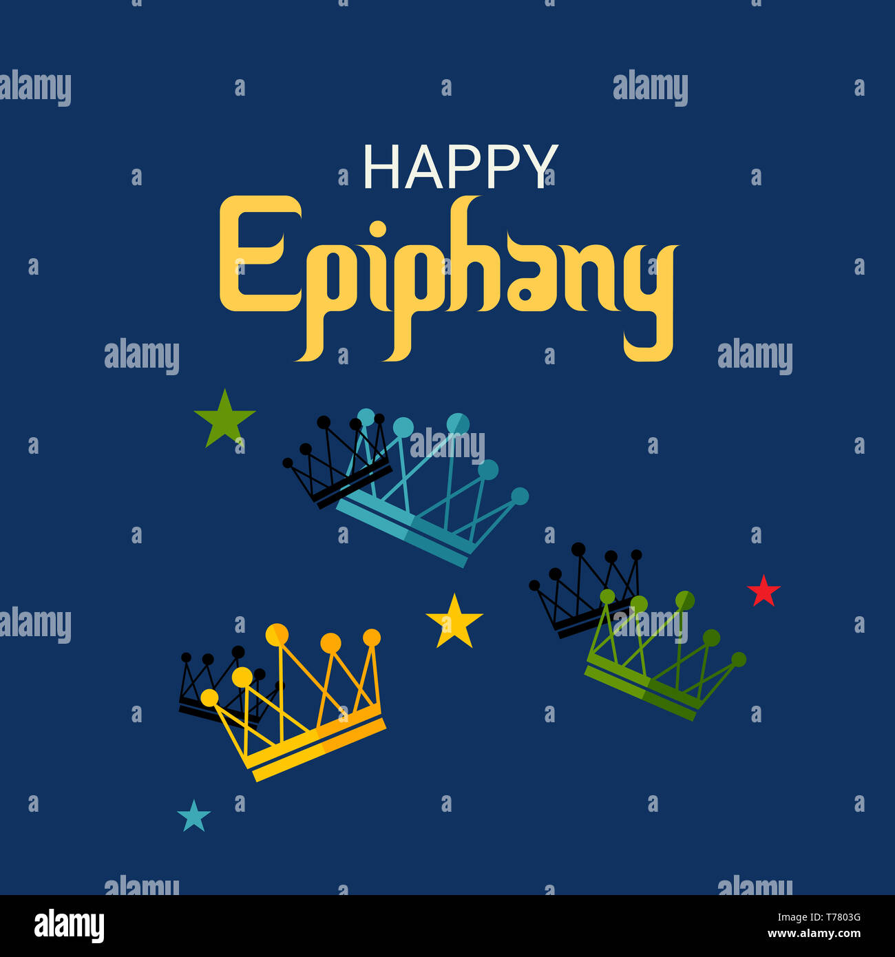 Vector illustration of a background for Happy Epiphany Stock Photo - Alamy
