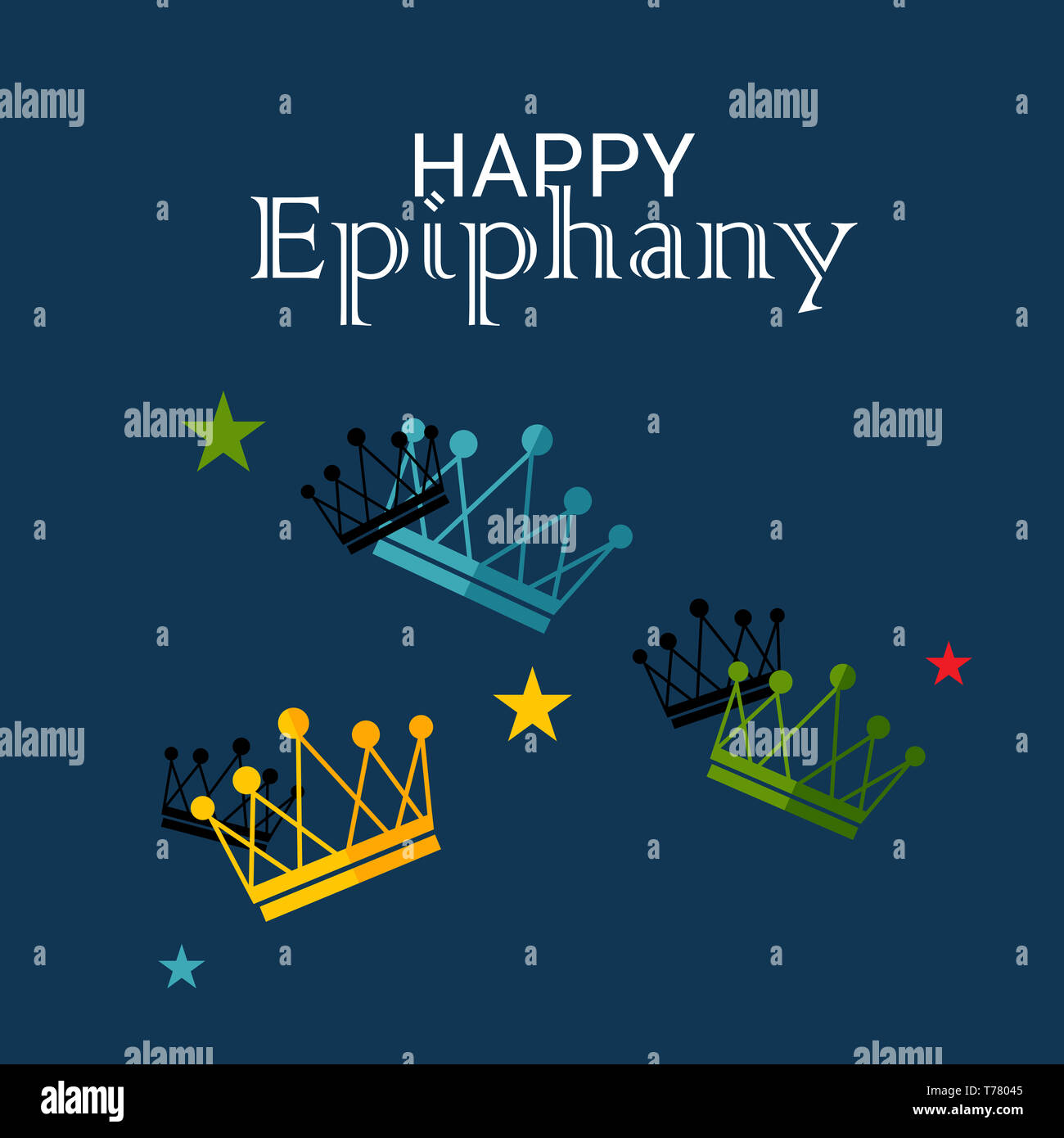 Vector illustration of a background for Happy Epiphany Stock Photo - Alamy