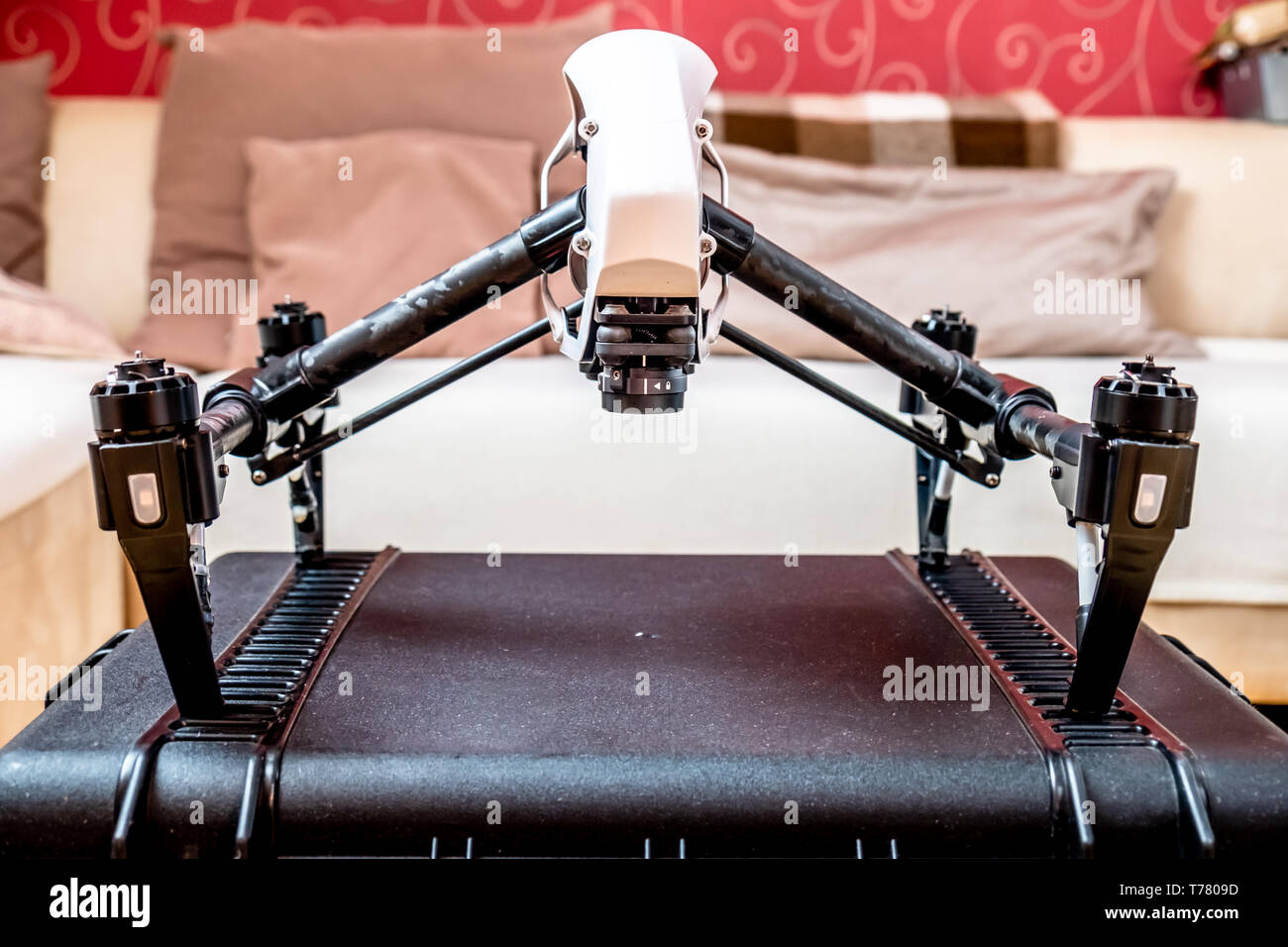 Remote control fly drone unit standing on hardcase Stock Photo - Alamy