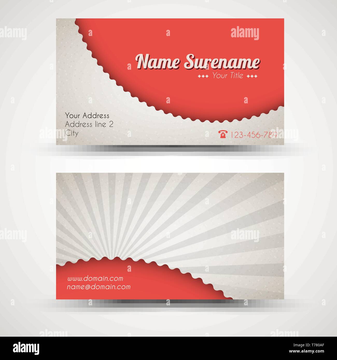 Vector old-style retro vintage business card - both front and back side ...