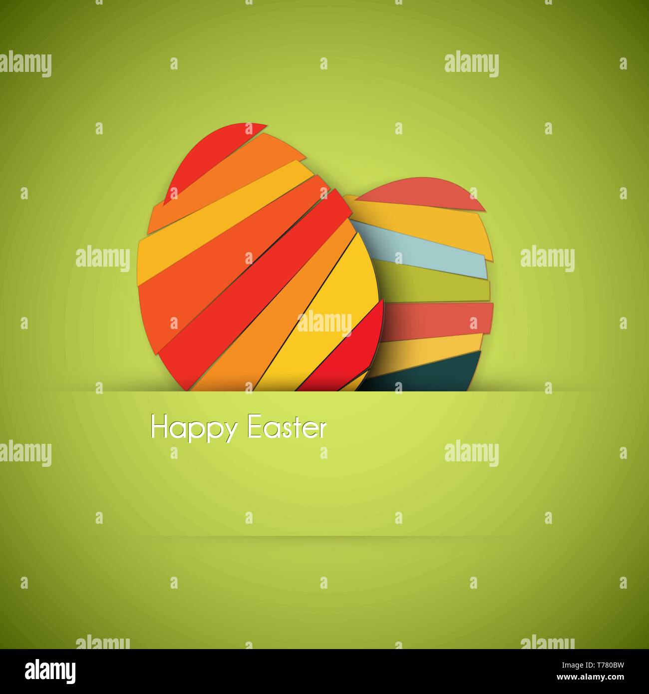 Vector green Paper card with striped easter eggs Stock Vector Image ...
