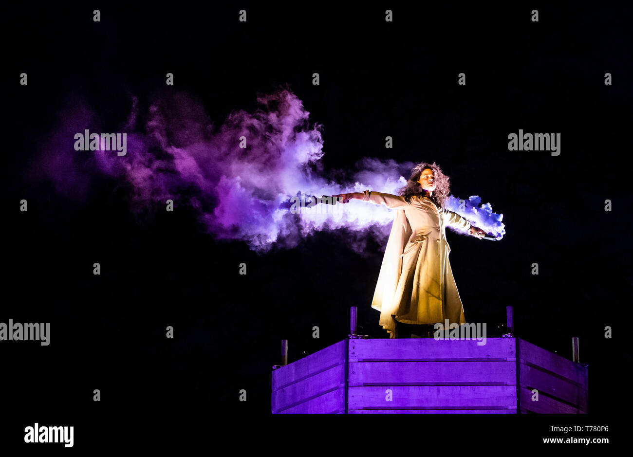 An artist performs during 'The Witching Hour', a large-scale immersive ...