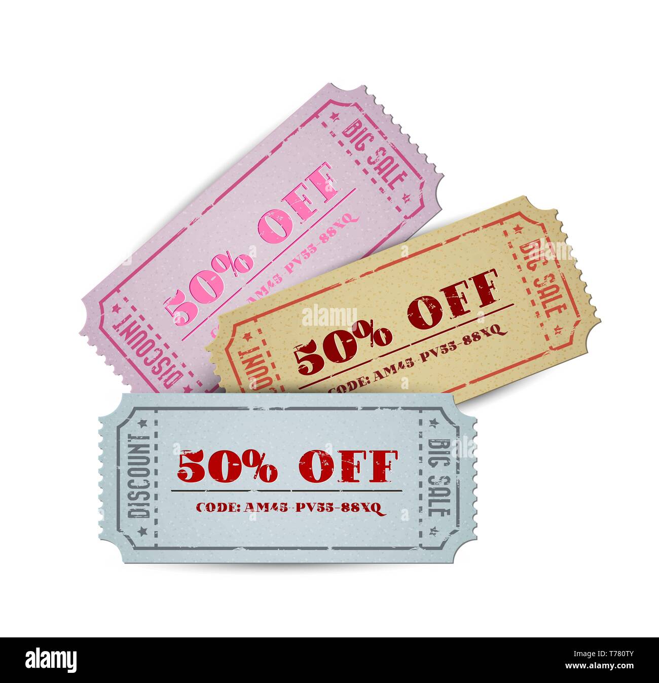 Old Vector vintage paper sale coupons with codes Stock Vector Image ...