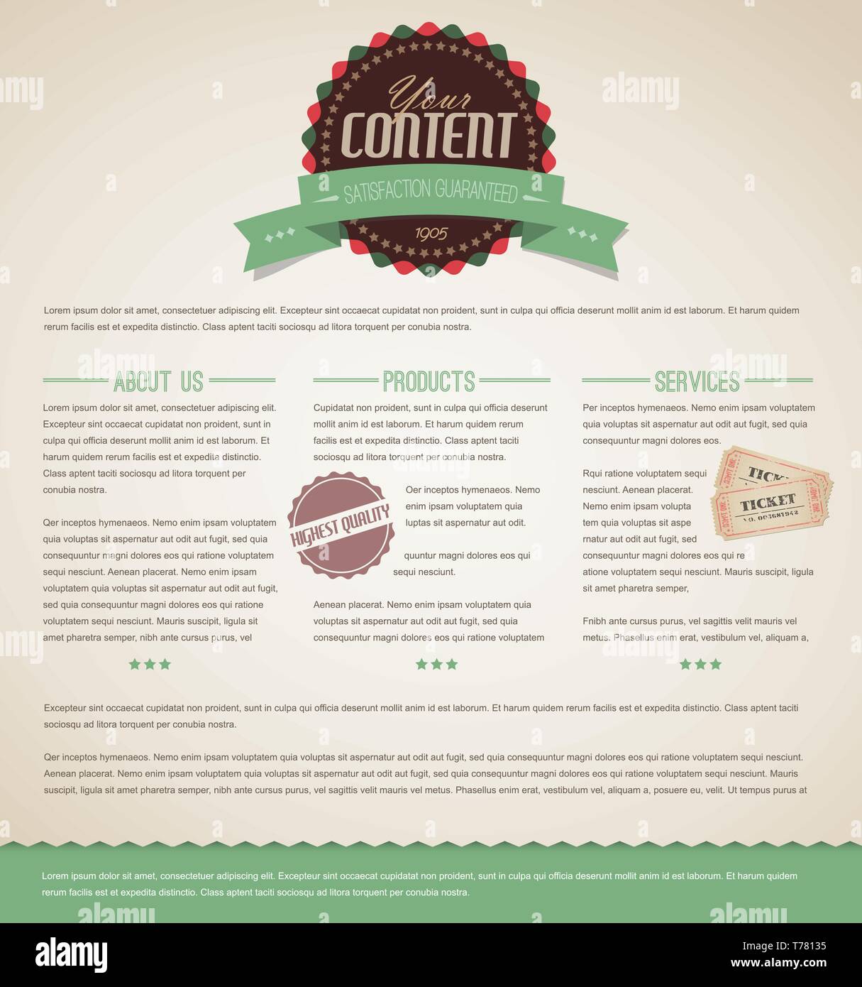 Retro vintage grunge web page template - green version Stock Vector ...