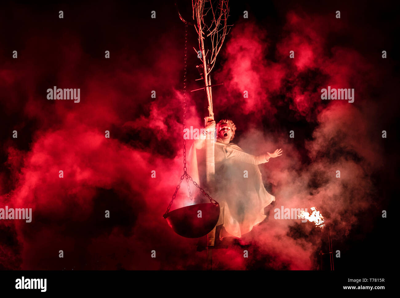 An artist performs during 'The Witching Hour', a large-scale immersive ...