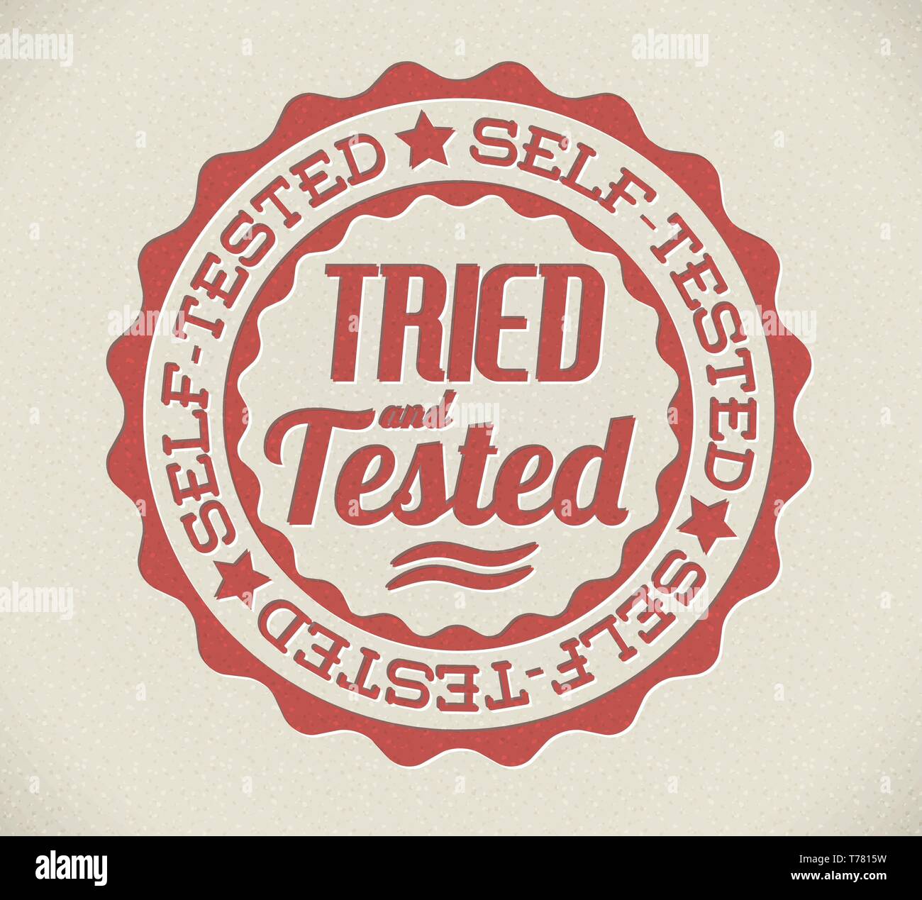 Vector retro self tried and tested red detailed stamp Stock Vector ...
