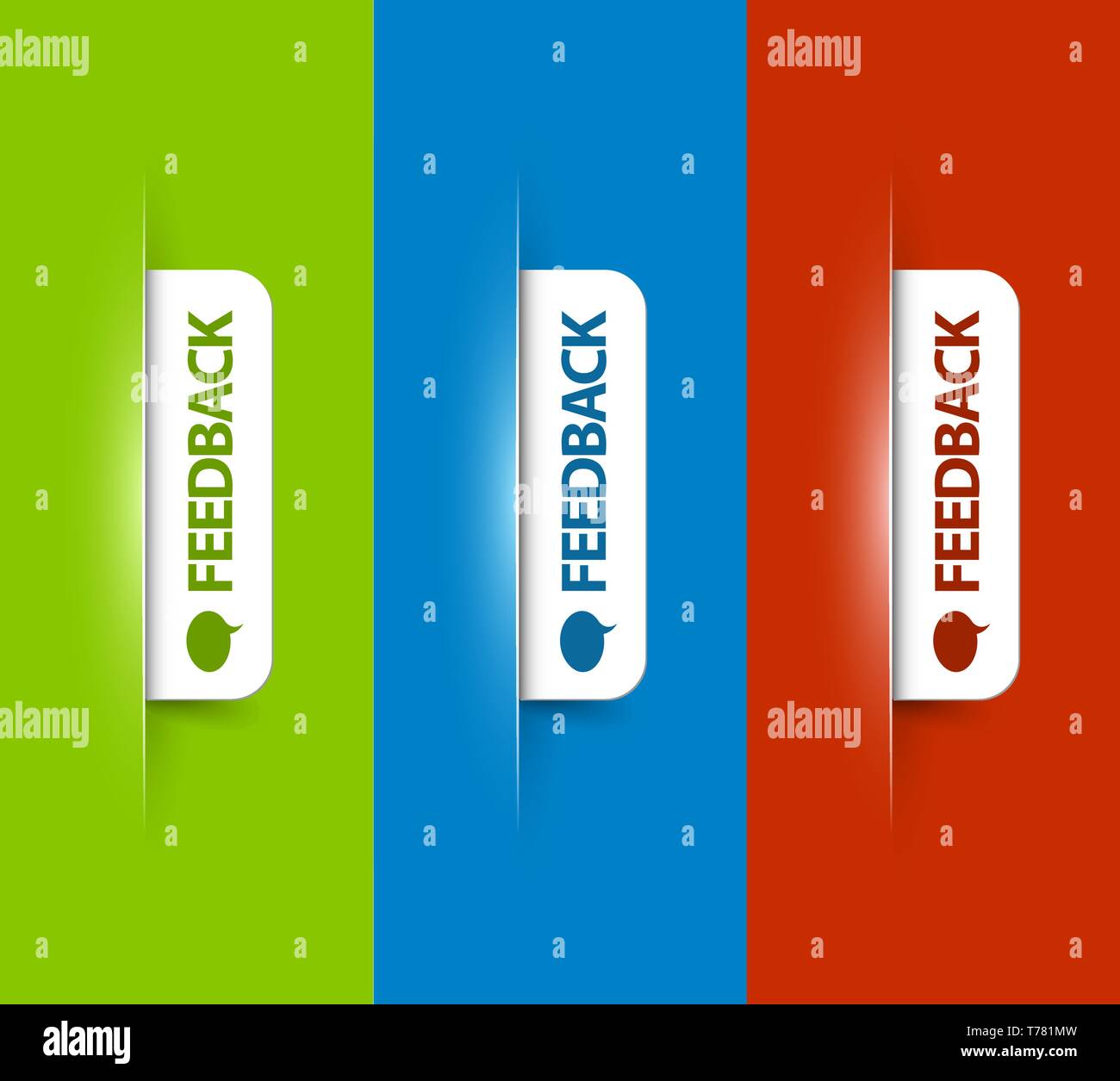 Vector white feedback Labels / Tags on the colored (web) page Stock ...