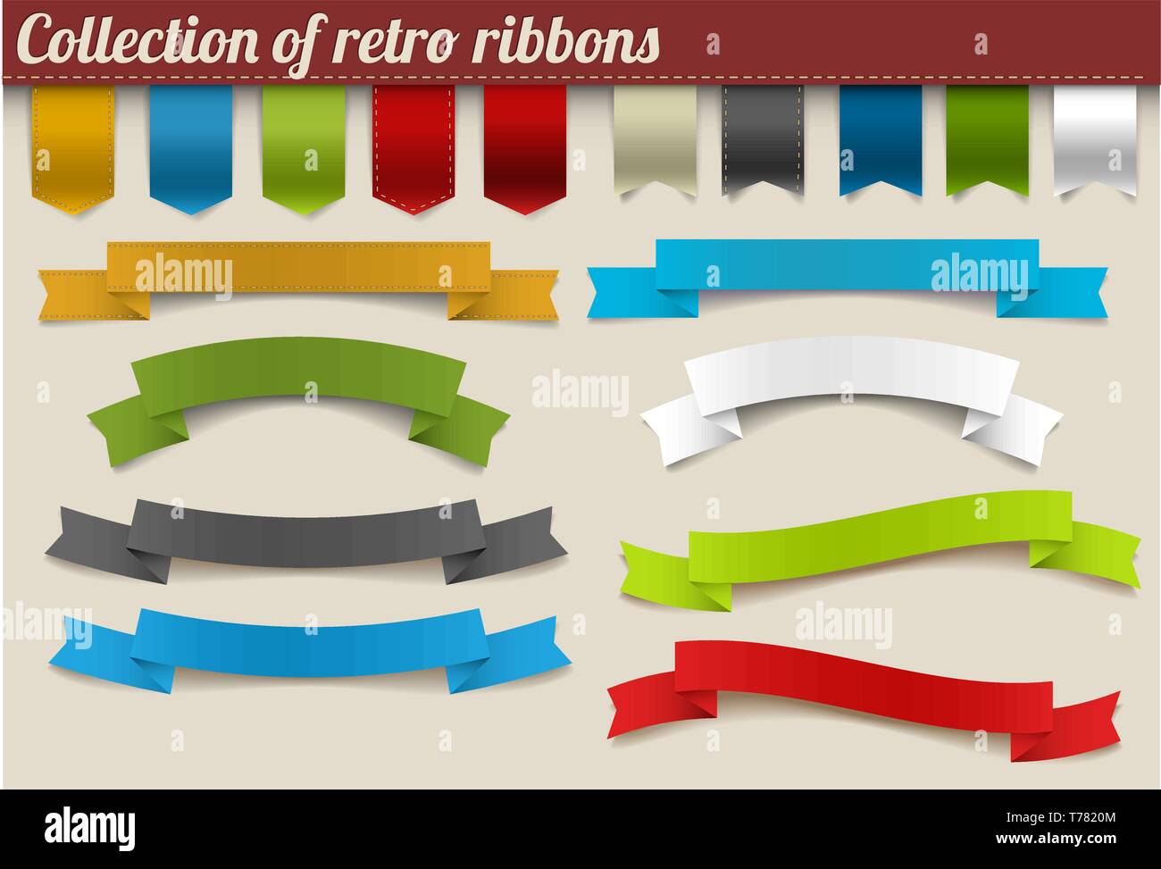 Set of colorful vector retro ribbons and tags Stock Vector Image & Art ...