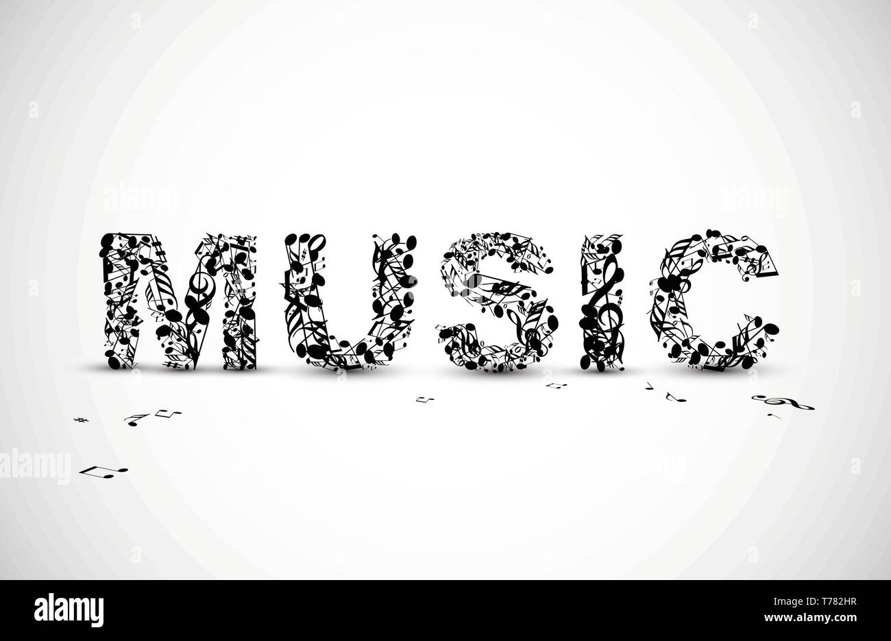 Vector music lettering made from various black notes Stock Vector Image ...
