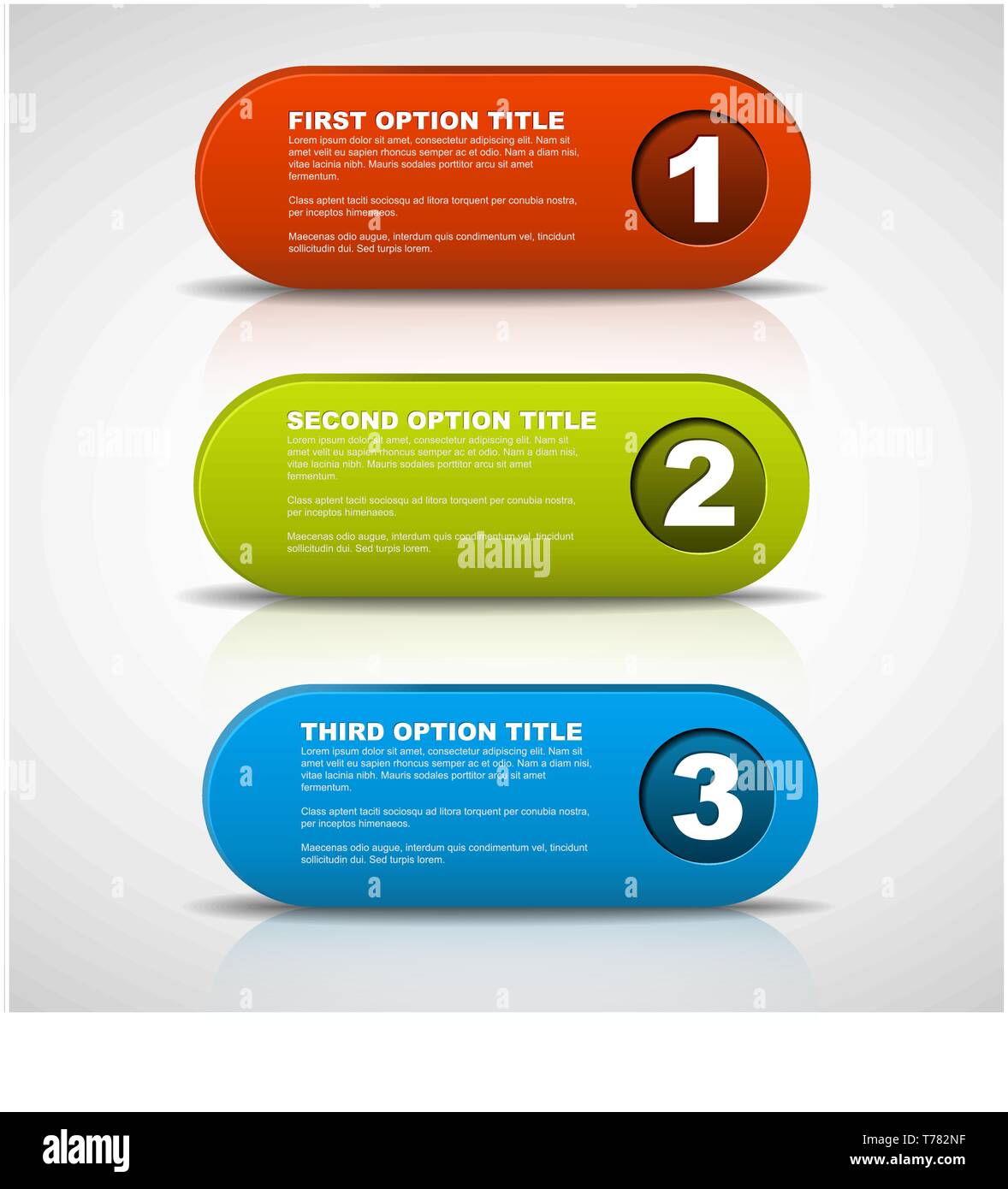 One two three - 3D vector progress icons for three steps and their ...