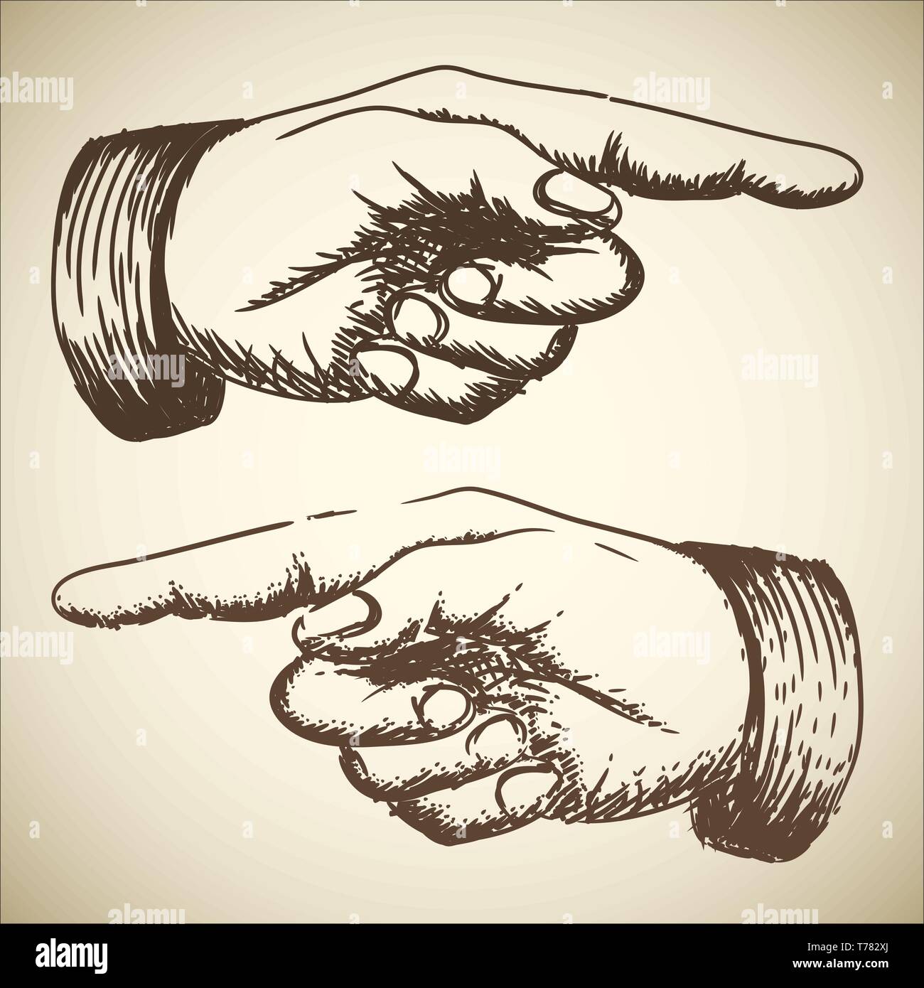 Vector retro Vintage pointing hand drawing Stock Vector Image & Art - Alamy