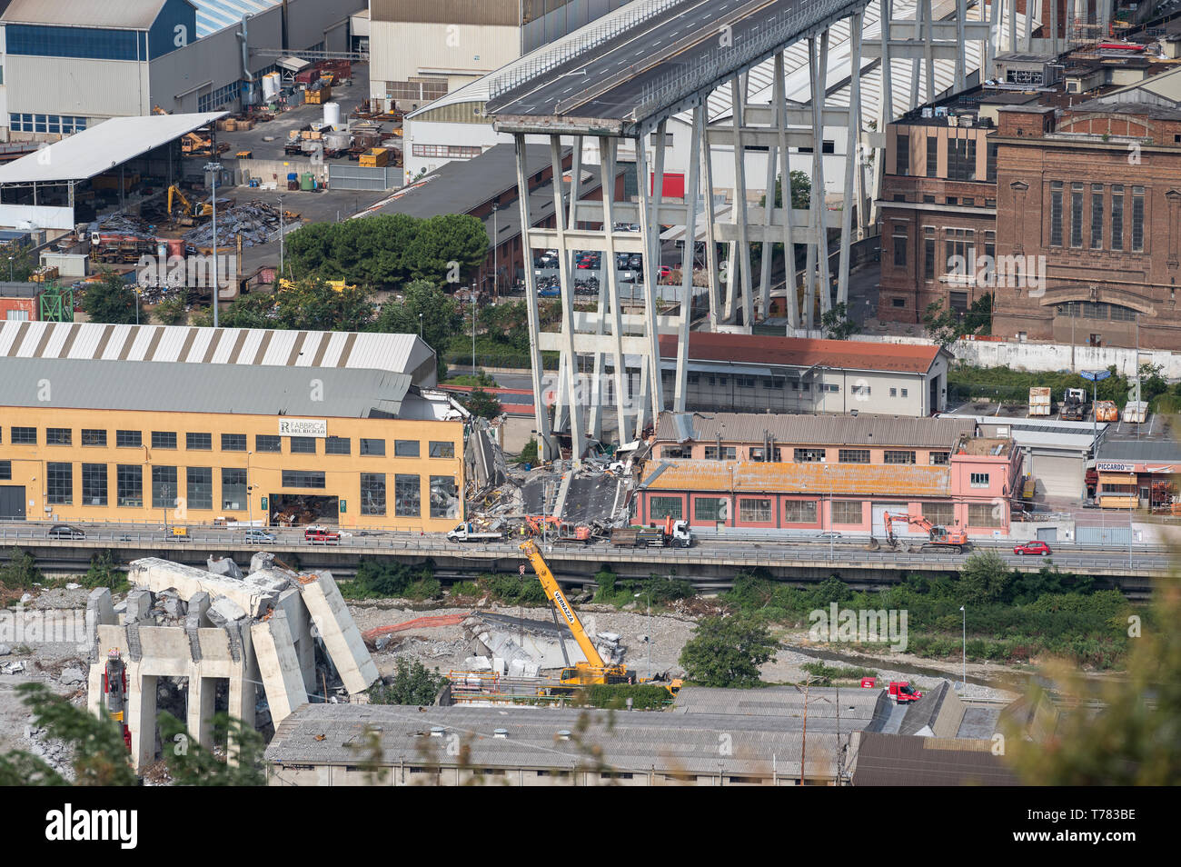 Genoa, Genova, Italy: what is left of partially collapsed Morandi ...