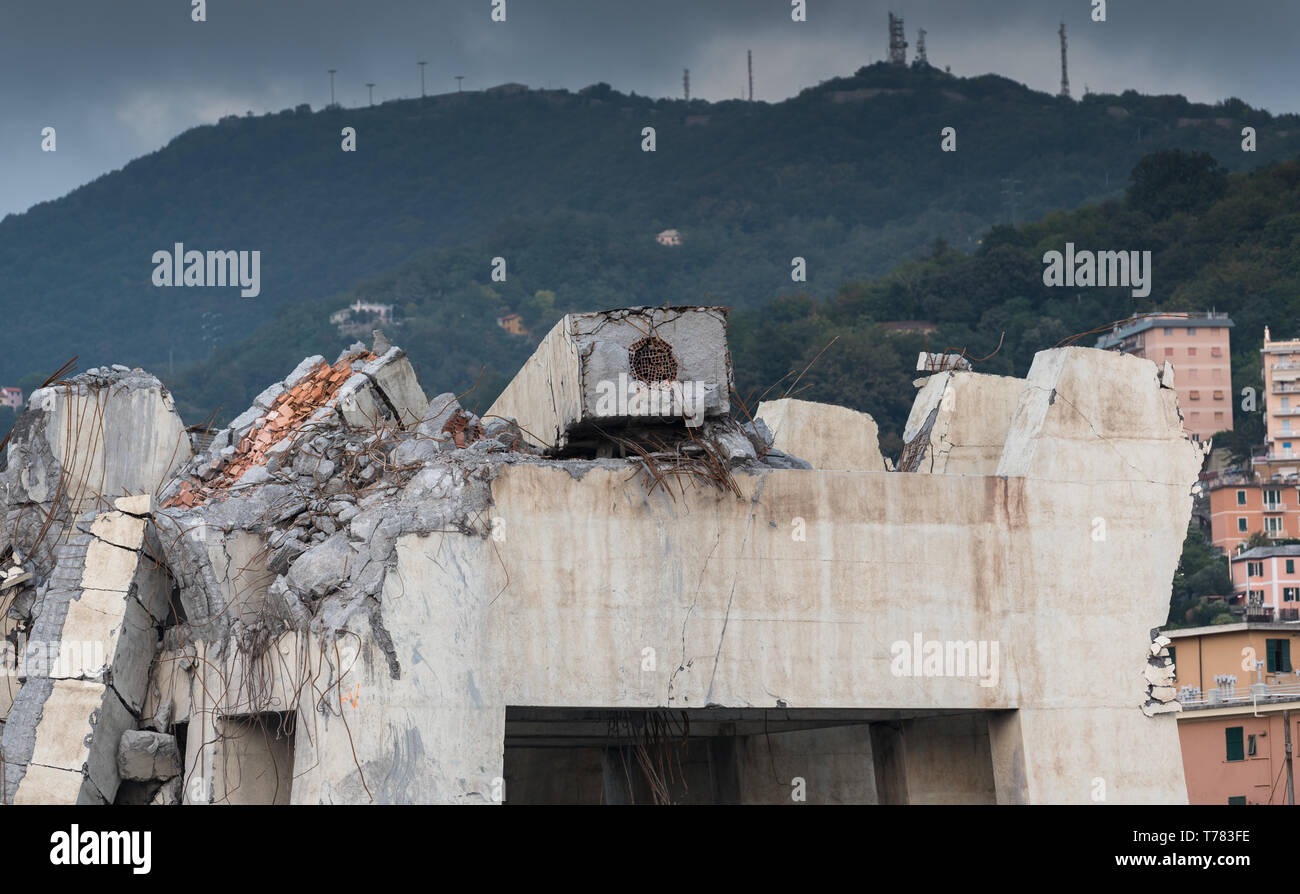 Genoa, Italy - September 22, 2018: What is left of collapsed Morandi ...
