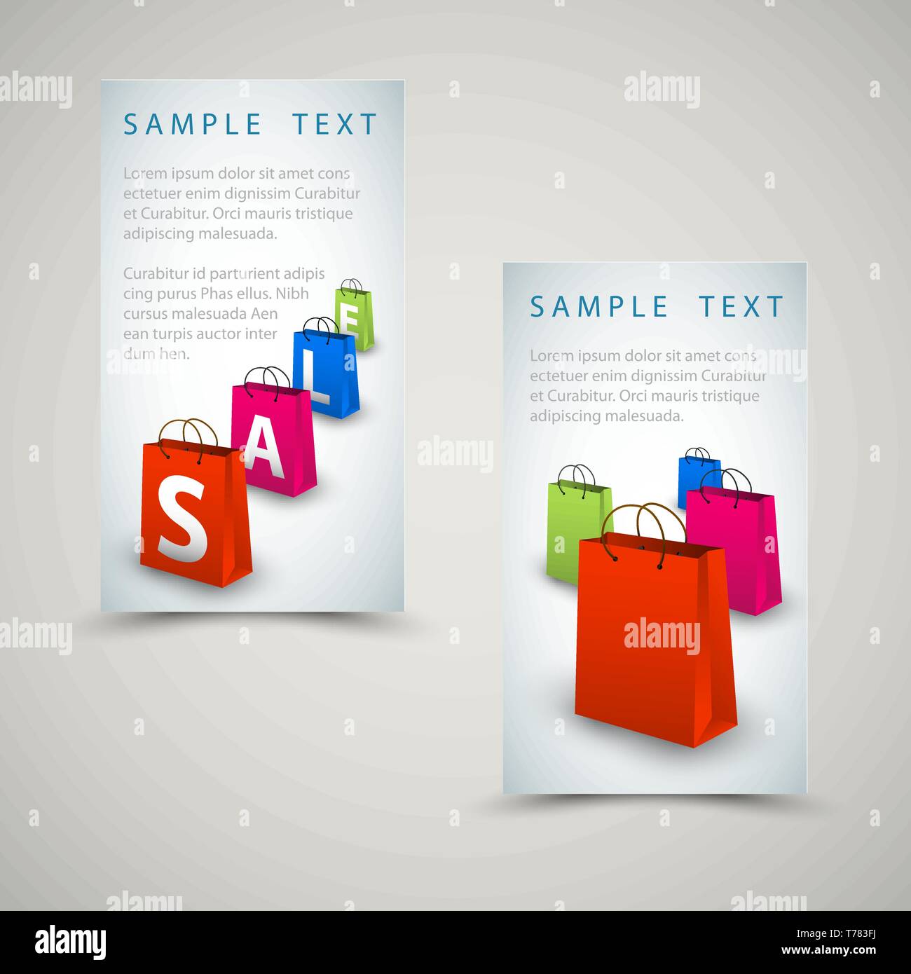 Vector sale banners with colorful paper shopping bags Stock Vector ...