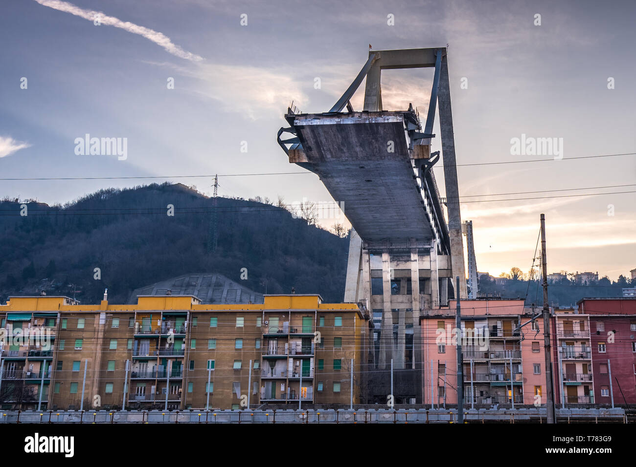 Genoa, Genova, Italy: what is left of partially collapsed Morandi ...