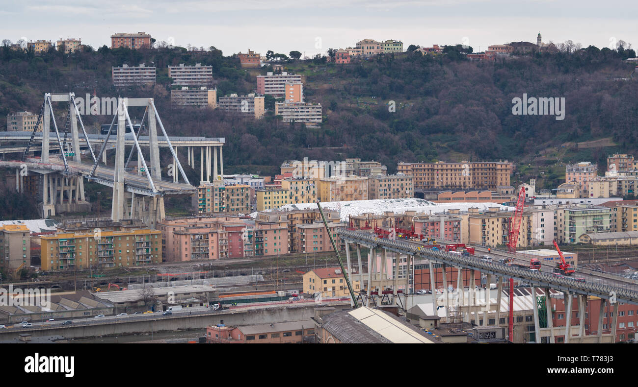 Genoa, Genova, Italy: Demolition work, dismantling works to disassemble ...