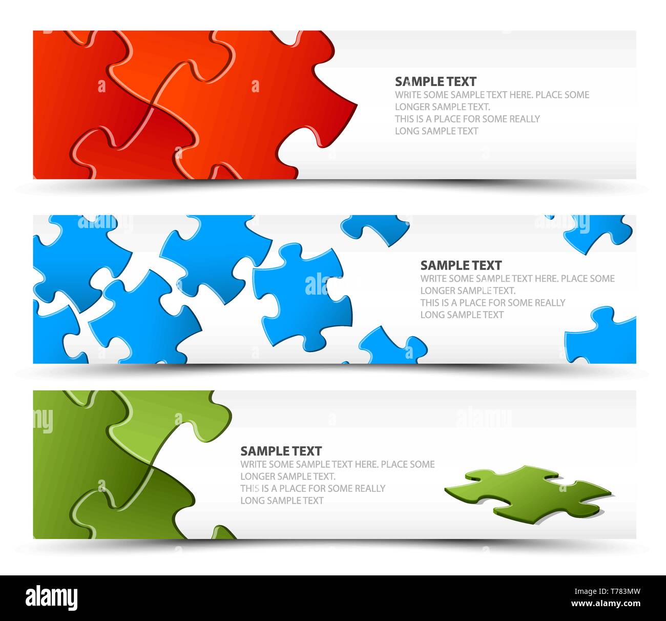 Set of puzzle horizontal banners - jigsaw or solution Stock Vector ...