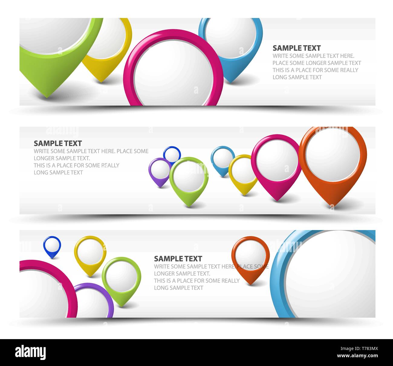 Set of map locator horizontal white banners Stock Vector Image & Art ...