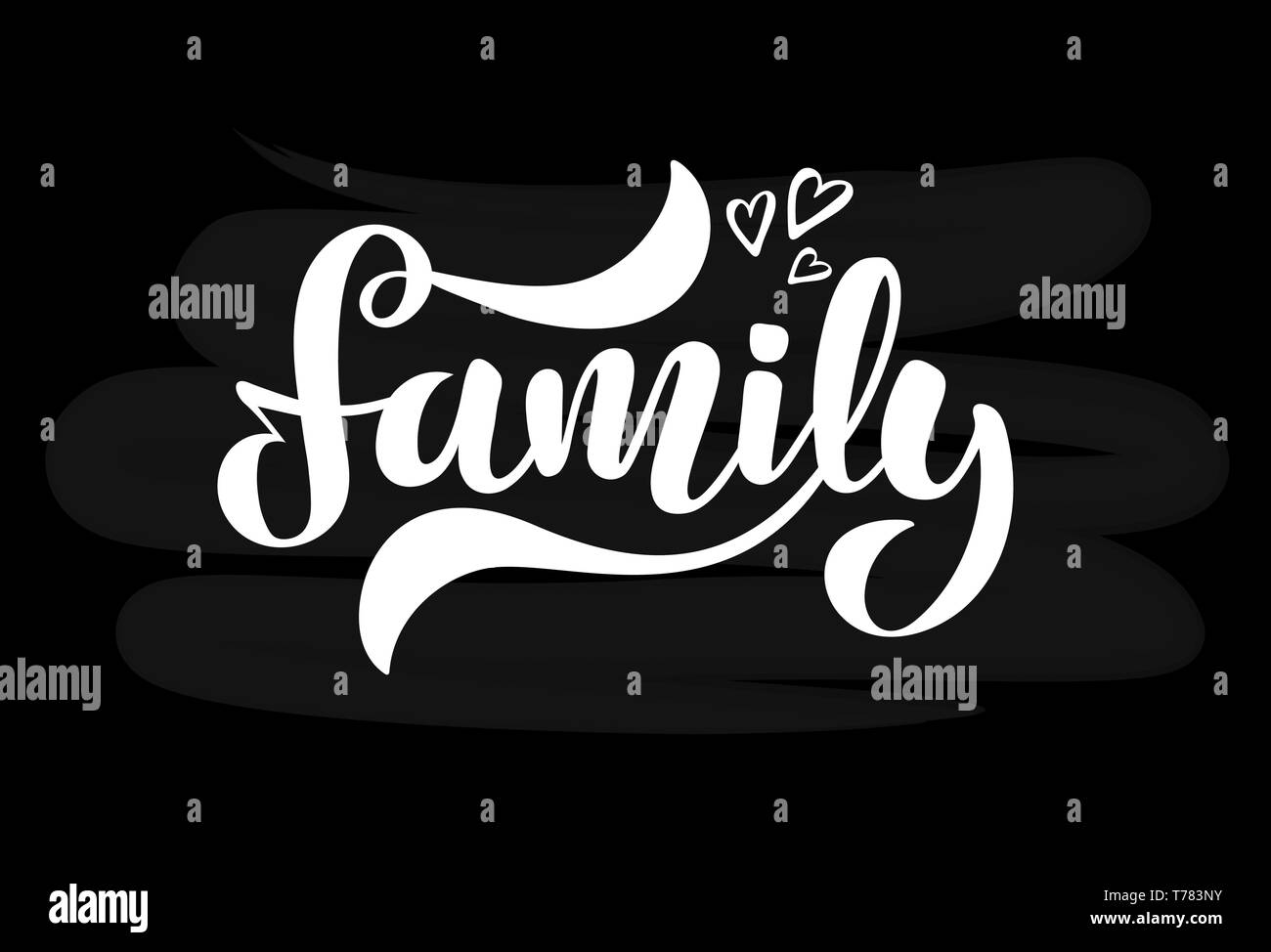 Illustration with hearts and handwritten phrase Family Stock Vector ...
