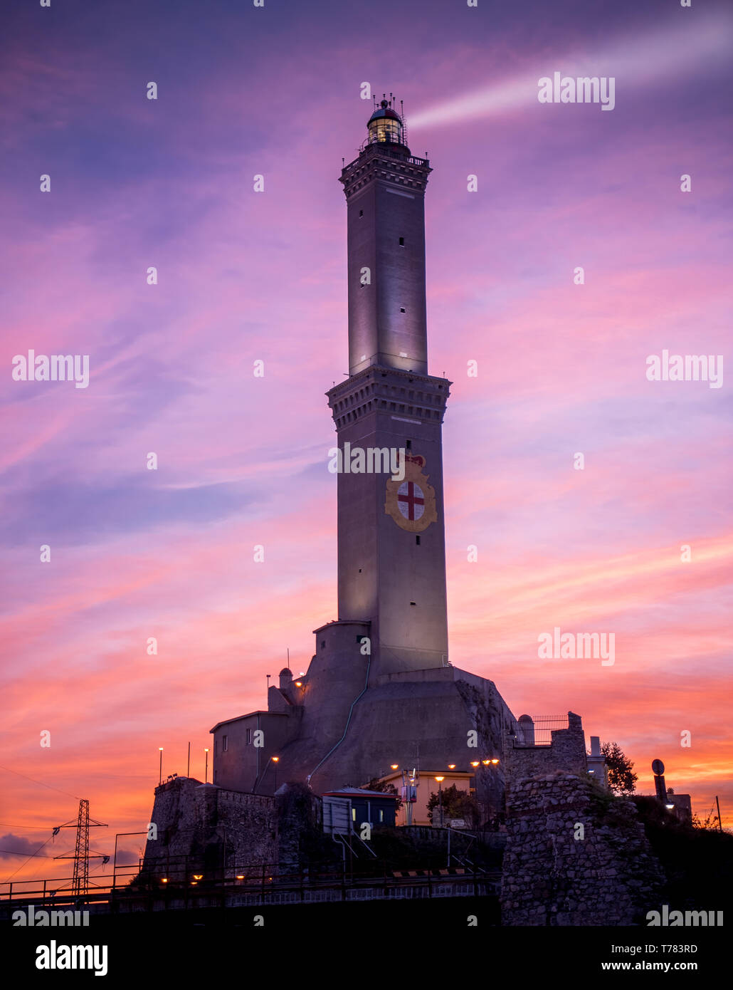 Genoa, Genova, Italy: Amazing sunset view of the Lanterna (lighthouse ...