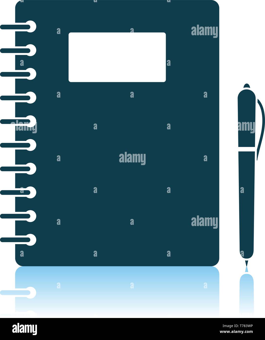 Exercise Book With Pen Icon. Shadow Reflection Design. Vector ...