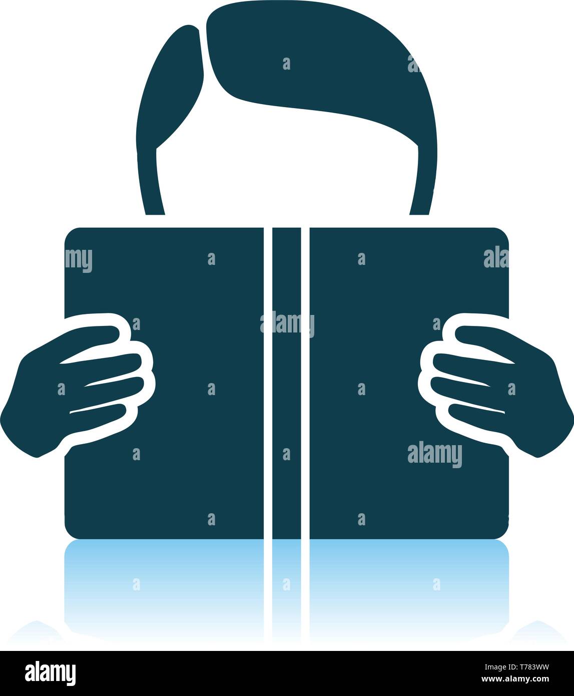 Boy Reading Book Icon. Shadow Reflection Design. Vector Illustration ...