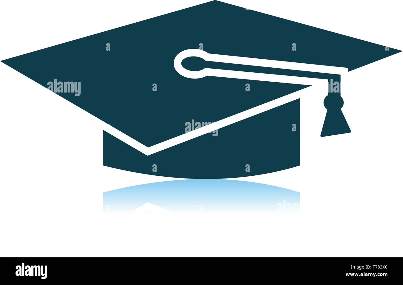 Graduation Cap Icon. Shadow Reflection Design. Vector Illustration ...
