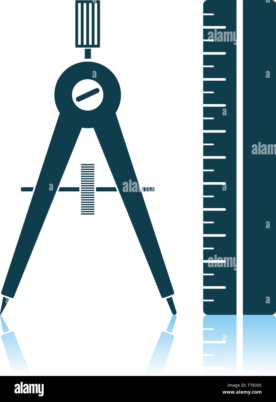 Compasses And Scale Icon. Shadow Reflection Design. Vector Illustration ...