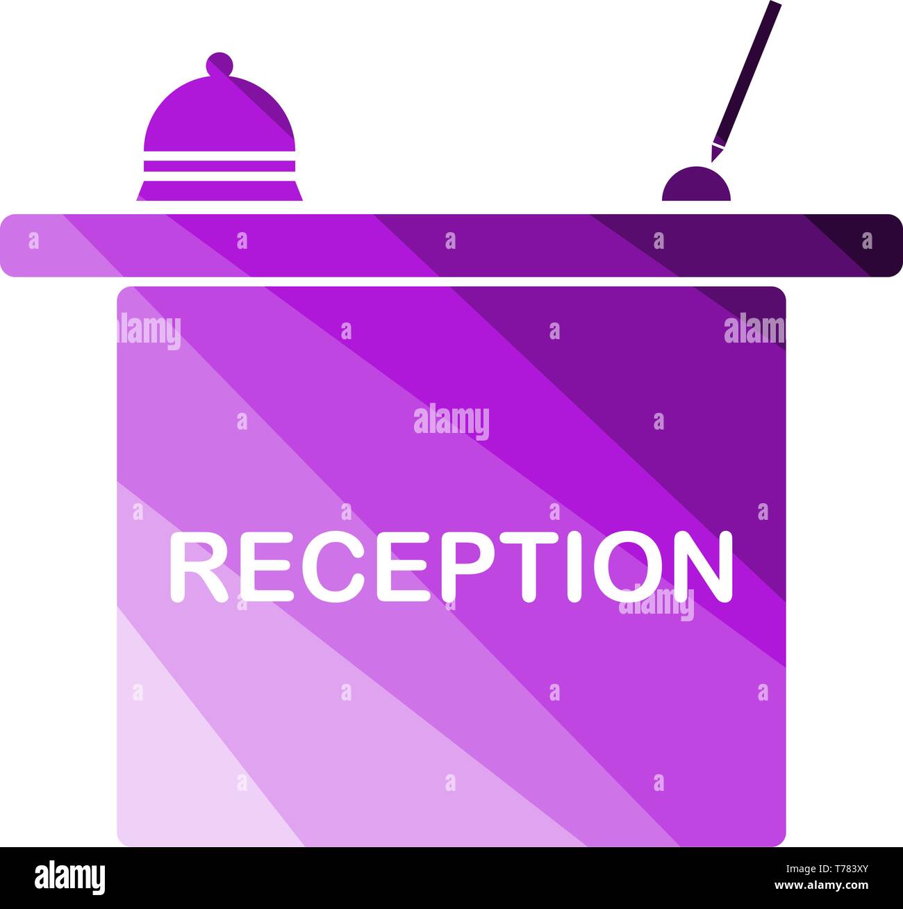 Hotel Reception Desk Icon. Flat Color Ladder Design. Vector ...