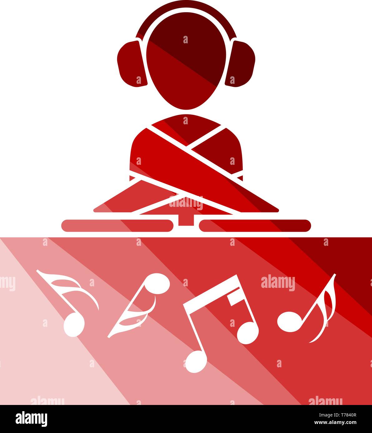 Night Club DJ Icon. Flat Color Ladder Design. Vector Illustration Stock ...