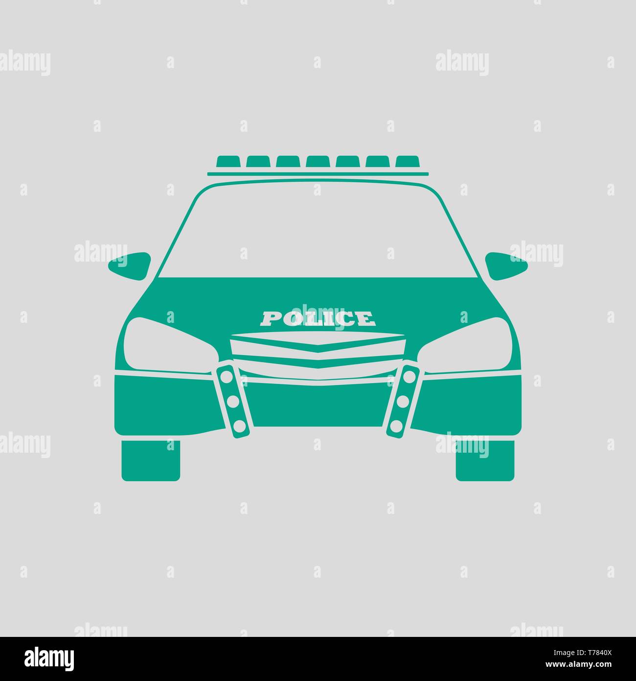 Police Icon Front View. Green on Gray Background. Vector Illustration ...