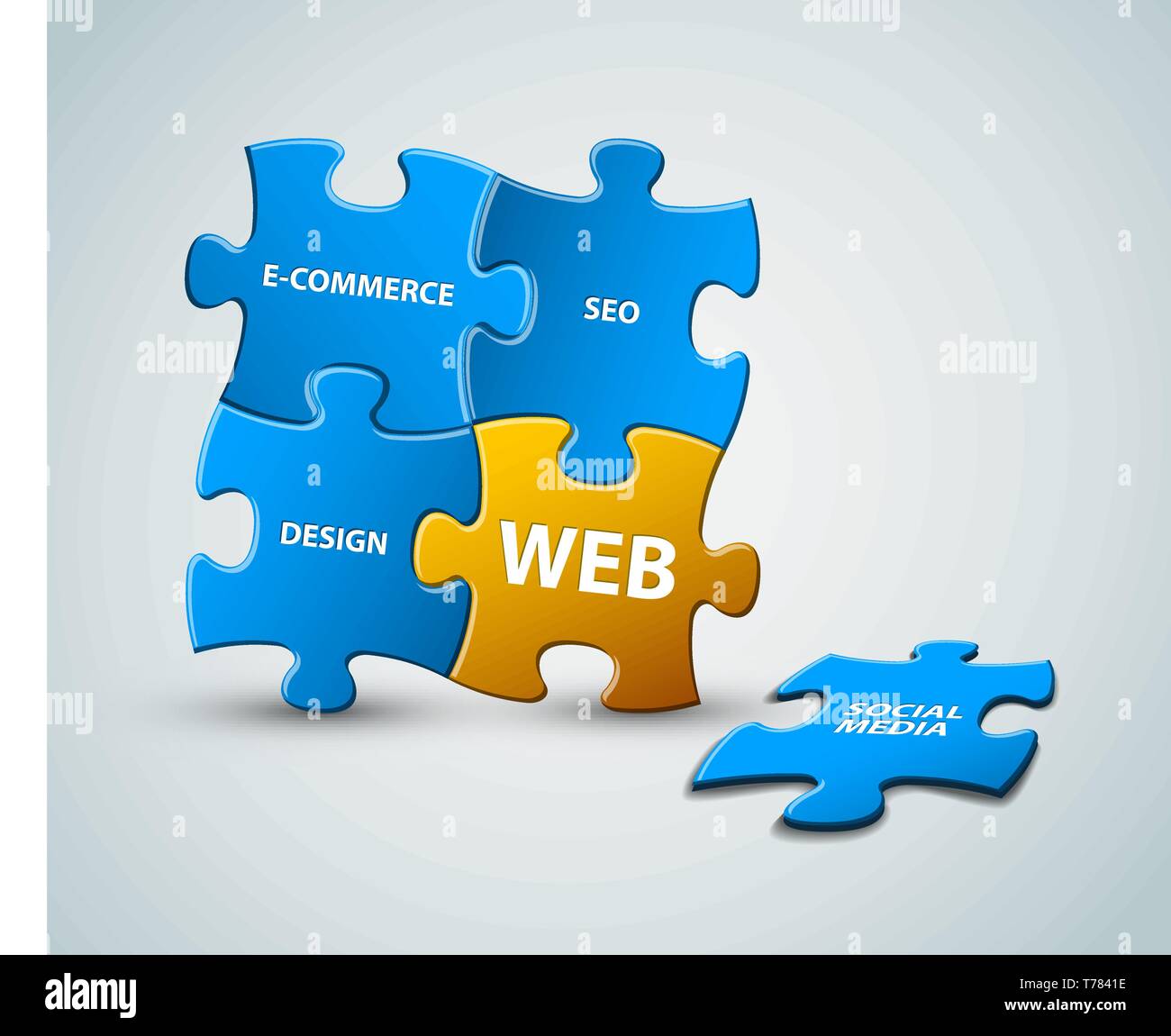 Vector puzzle web solution illustration - yellow and blue Stock Vector ...