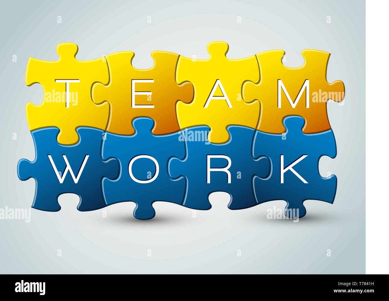 Vector puzzle teamwork illustration - yellow and blue Stock Vector ...