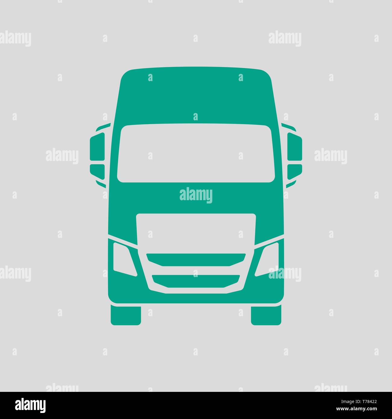 Truck Icon Front View. Green on Gray Background. Vector Illustration ...