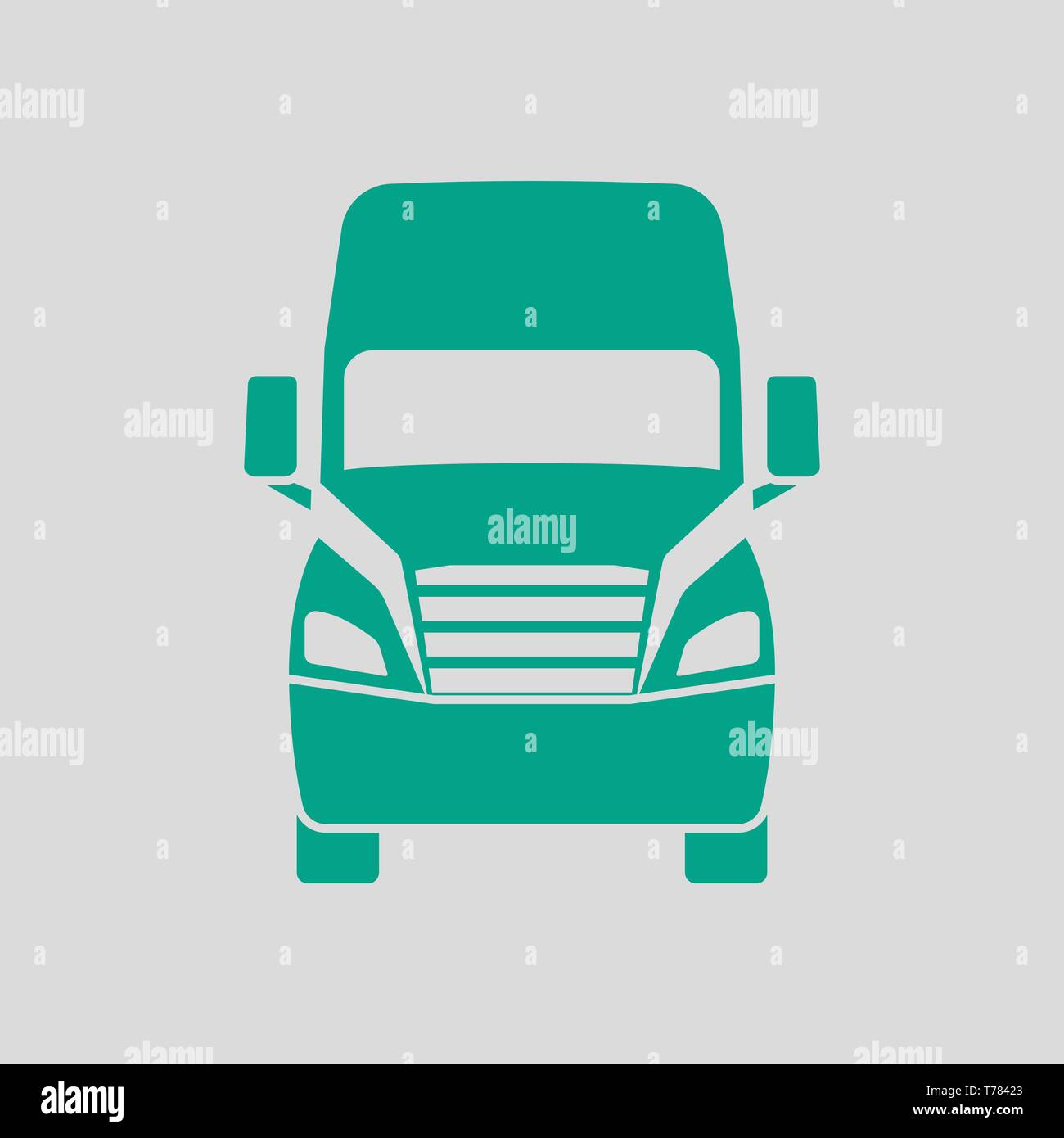 Truck Icon Front View. Green on Gray Background. Vector Illustration ...