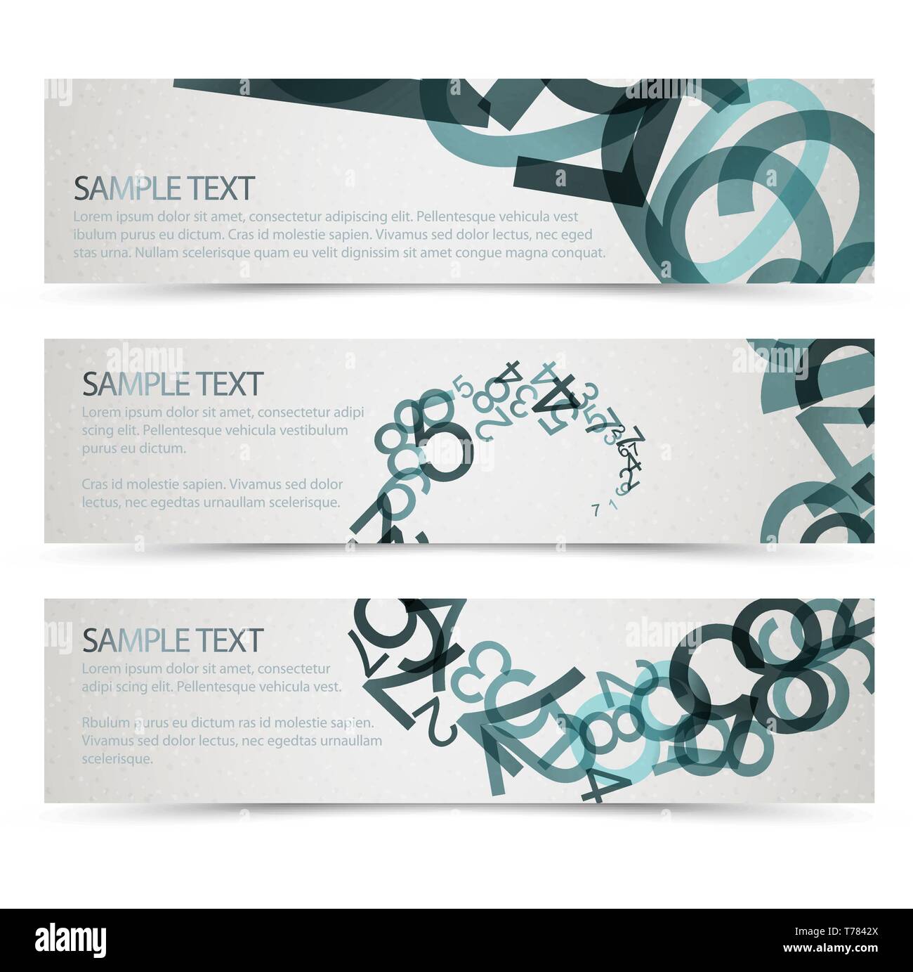 Set of retro horizontal banners - with numbers and sample text Stock ...