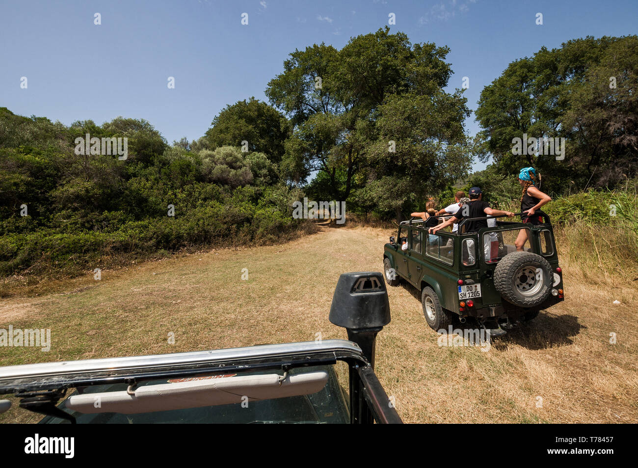 Sithonia, Chalkidiki, Greece - June 27, 2014: Offroad car Land Rover ...