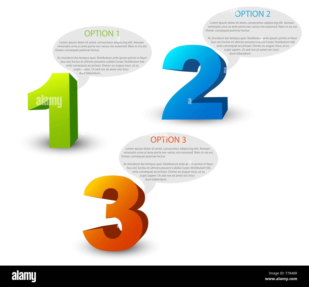 One two three - 3D vector progress icons for three steps and their ...