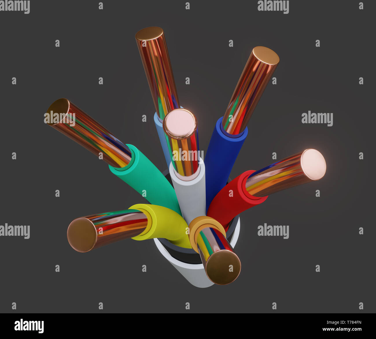 Seven-wire cable, different colors. 3D illustration Stock Photo - Alamy