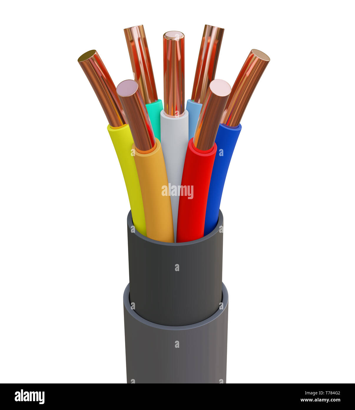 Seven-wire cable, different colors. 3D illustration Stock Photo - Alamy