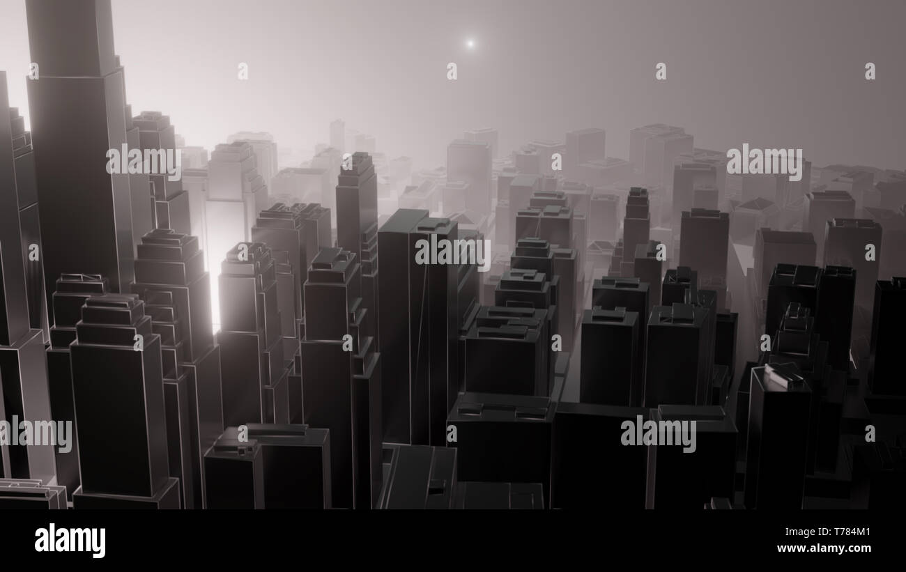 City in fog. Air pollution Stock Photo - Alamy