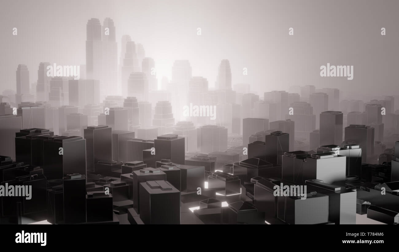 City in fog. Air pollution Stock Photo - Alamy