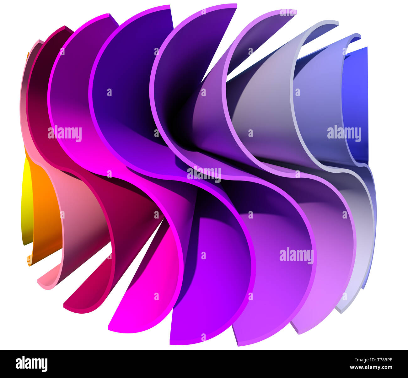 Colorful shapes background image 3D illustration. Curved shape samples ...