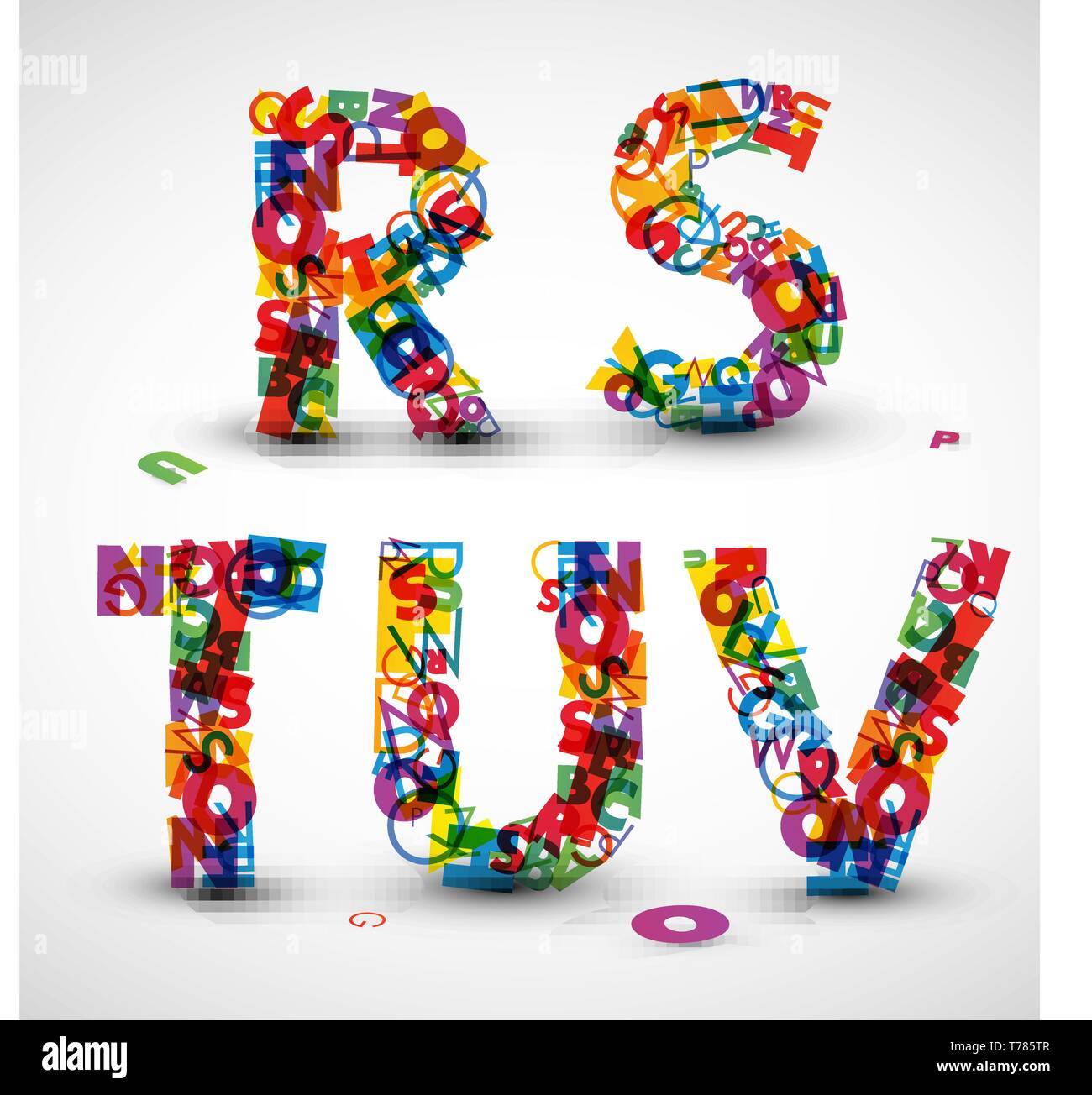 Vector font made from color letters of the alphabet Stock Vector Image ...