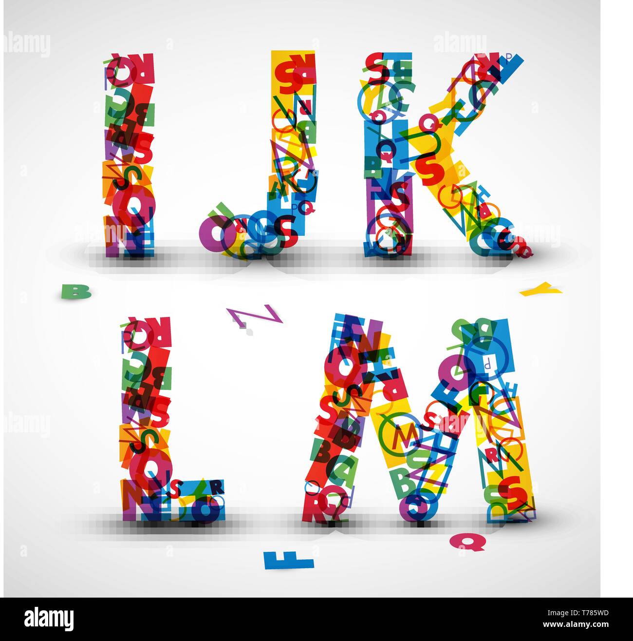 Vector font made from color letters of the alphabet Stock Vector Image ...