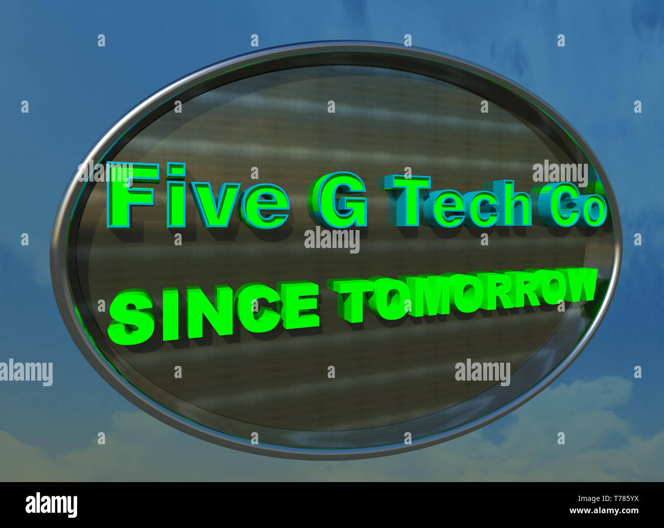 Modern technology company sign 3D illustration. Futuristic green ...