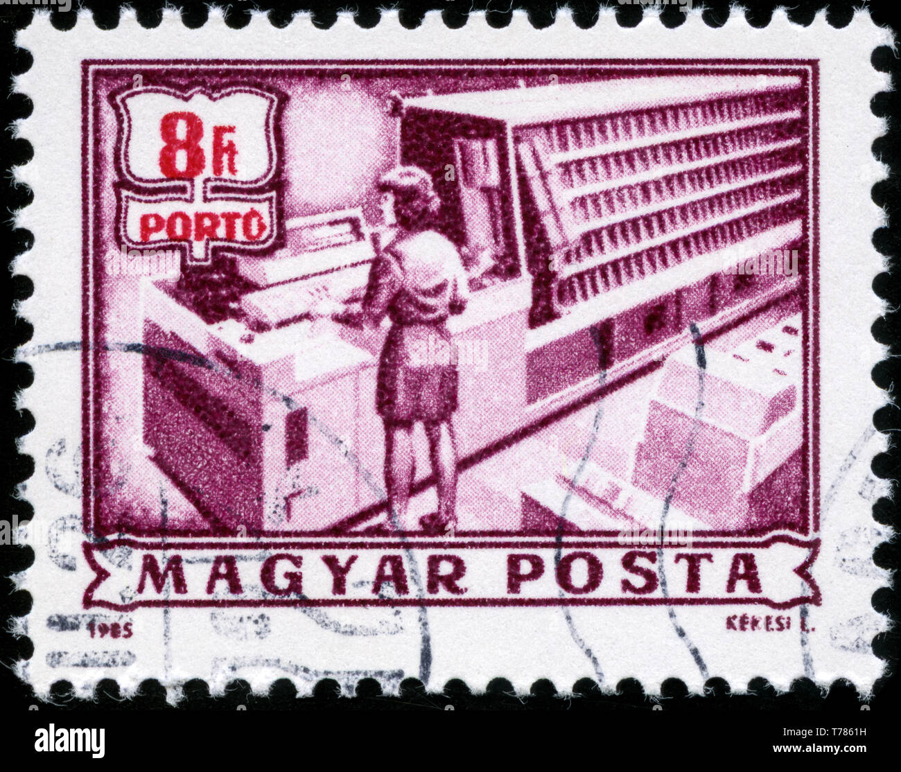 Postage stamp from Hungary in the Postage Due series issued in 1985 ...