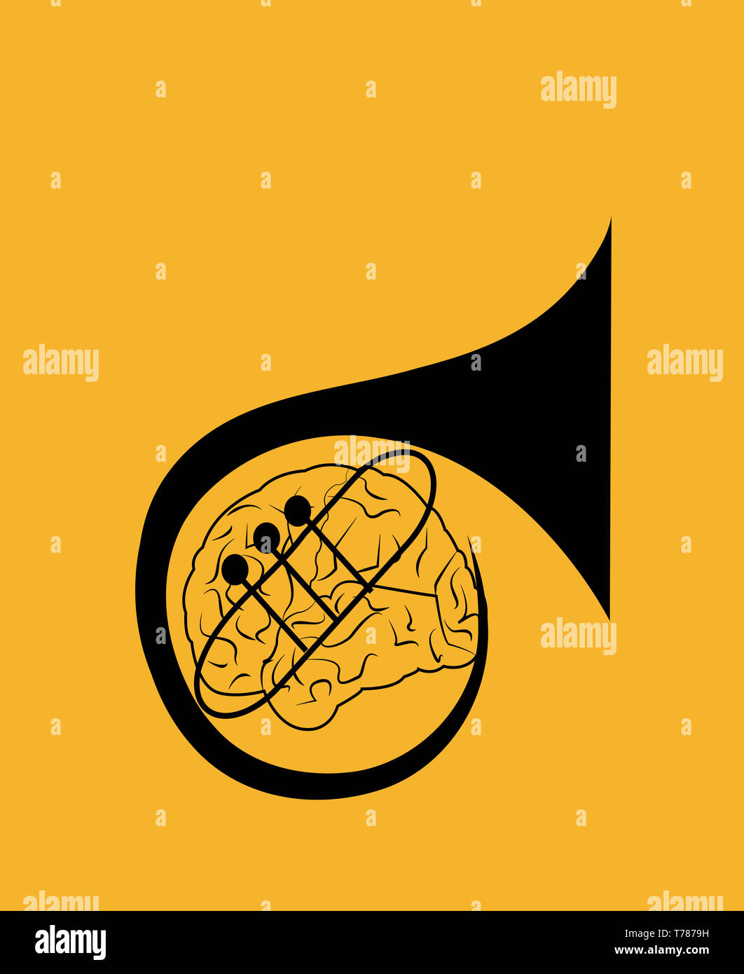 illustration of a horn formed from a brain isolated Stock Photo - Alamy