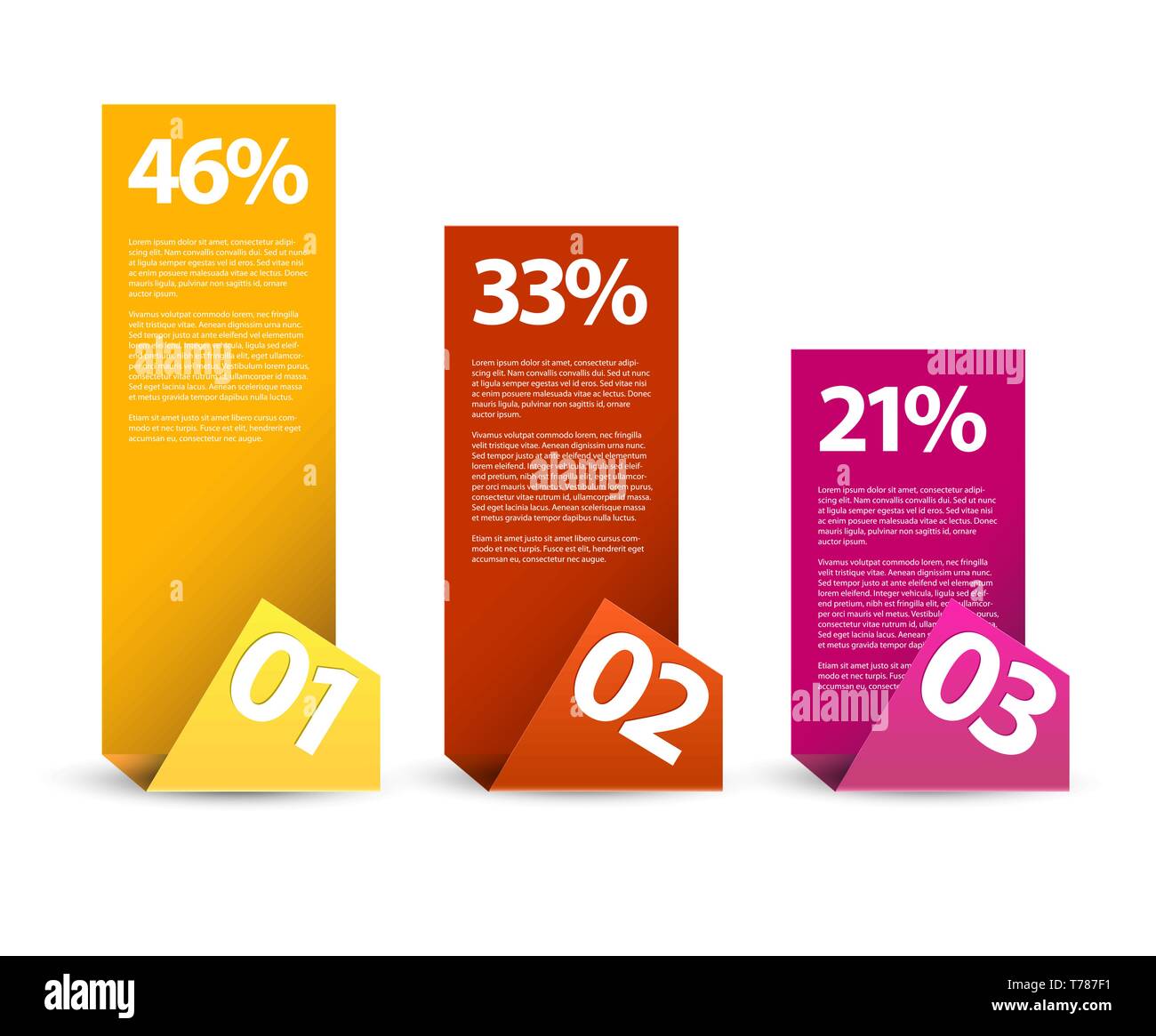 First second third - vector paper infographic elements with description ...